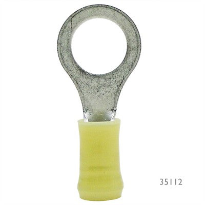 35109 RING TERMINAL/#10 stud/tab size, female, insulated, yellow, tin ...